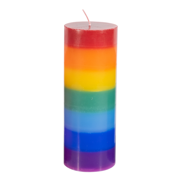 Rainbow Striped Pillar Candle – Villa West Designs